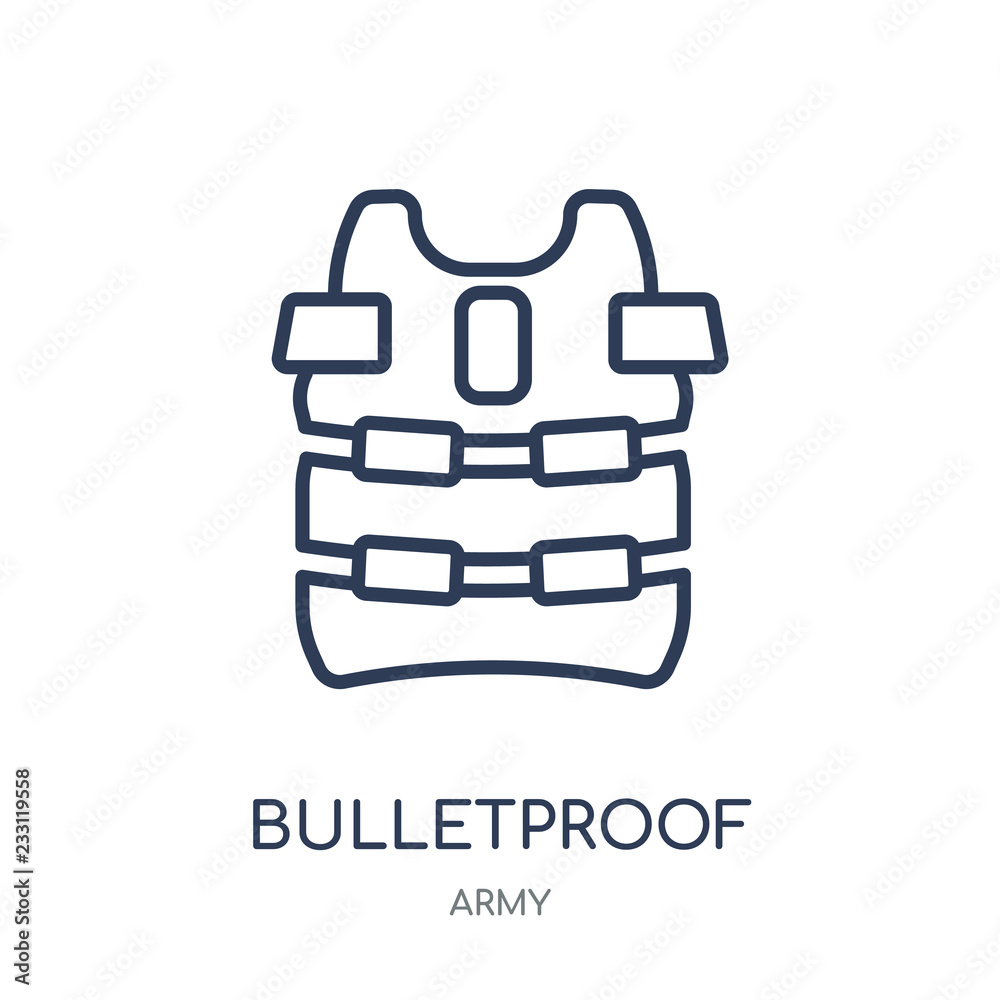 Bulletproof icon. Bulletproof linear symbol design from Army collection ... Bulletproof icon. Bulletproof linear symbol design from Army collection ...