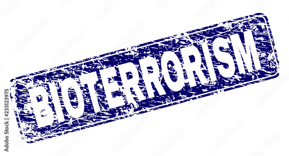 BIOTERRORISM stamp seal print with distress texture. Seal shape is a ...