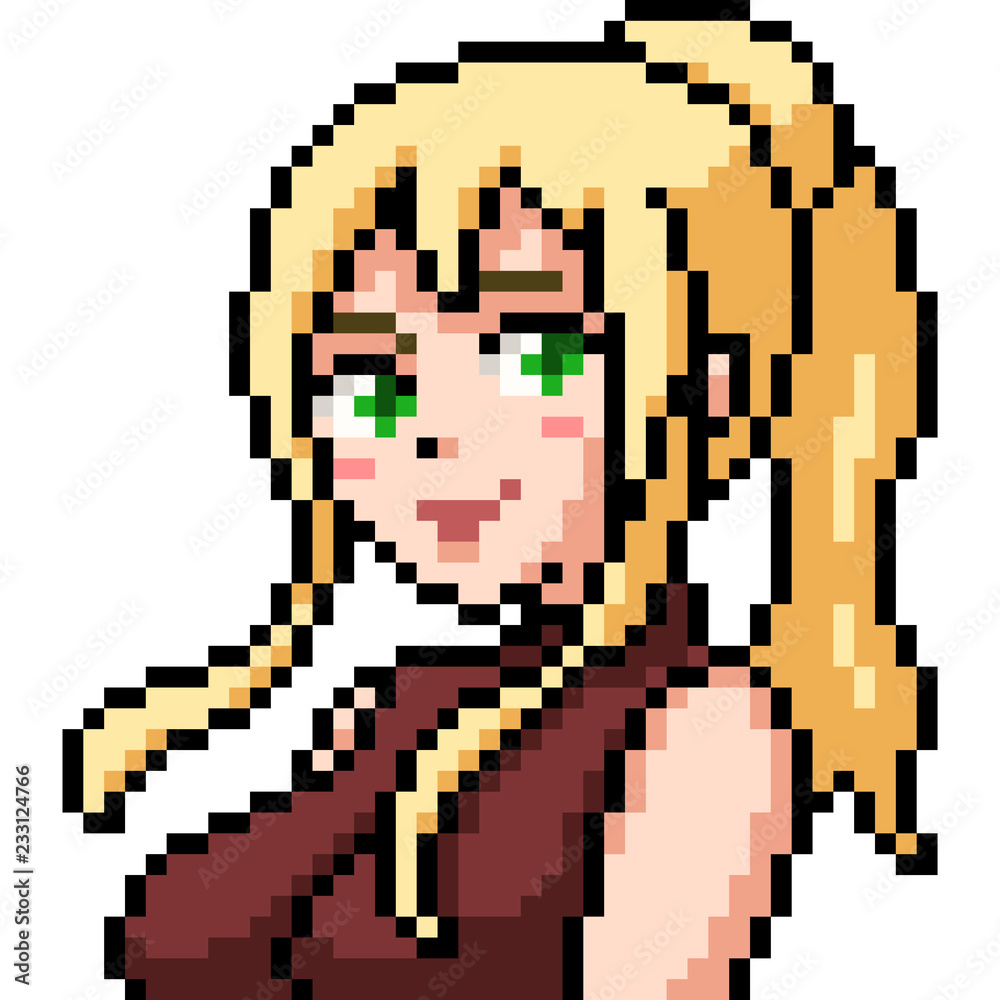 vector pixel art anime girl Stock Vector | Adobe Stock