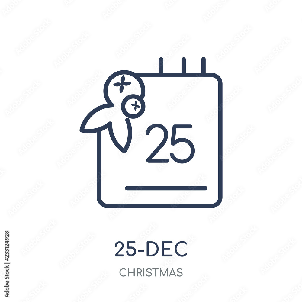 25-Dec icon. 25-Dec linear symbol design from Christmas collection ...