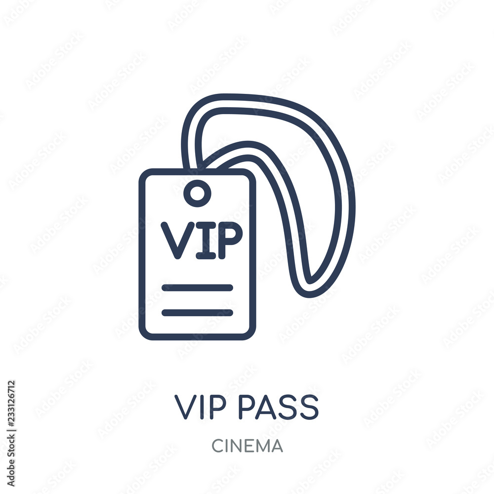 Vip pass icon. Vip pass linear symbol design from Cinema collection ...