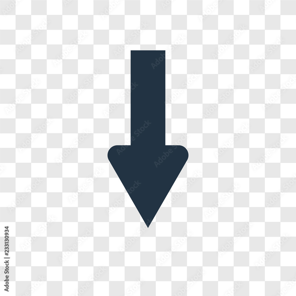 Down arrow vector icon isolated on transparent background, Down arrow ...