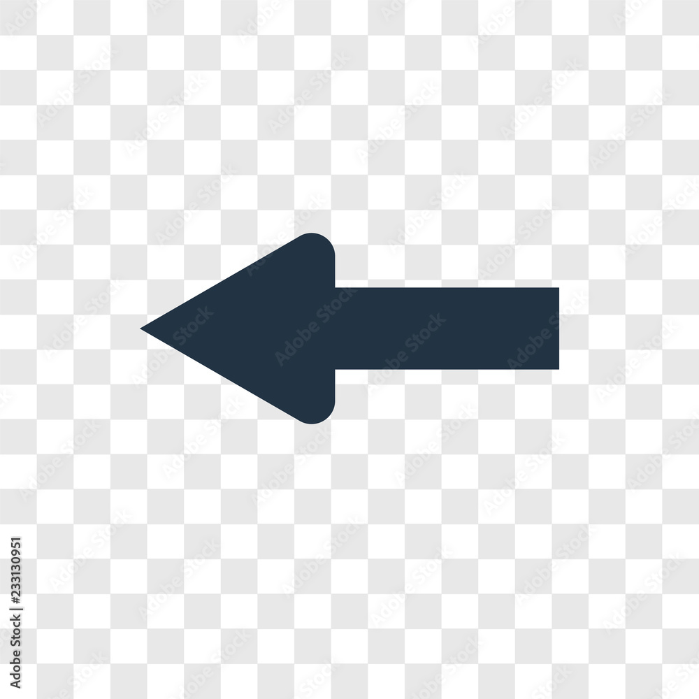 Left arrow vector icon isolated on transparent background, Left arrow ...