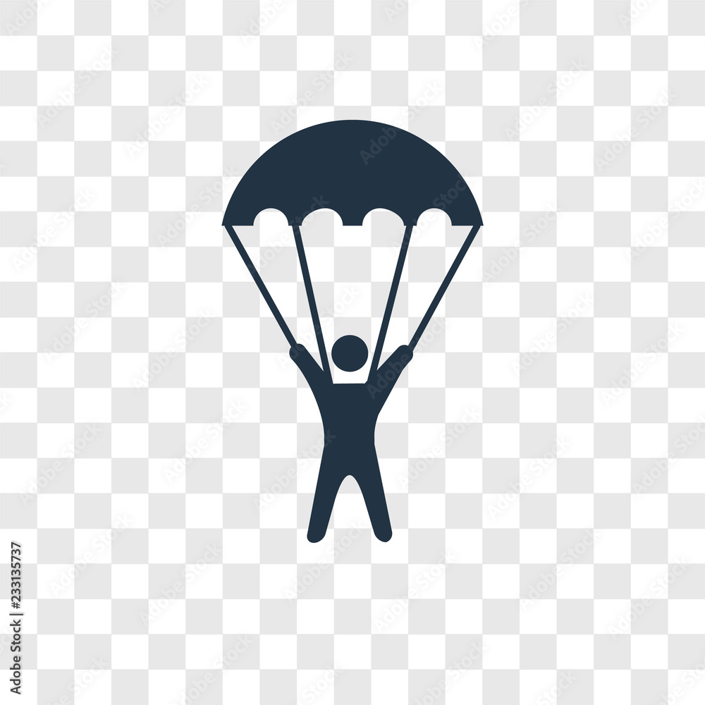 Parachuting vector icon isolated on transparent background, Parachuting ...