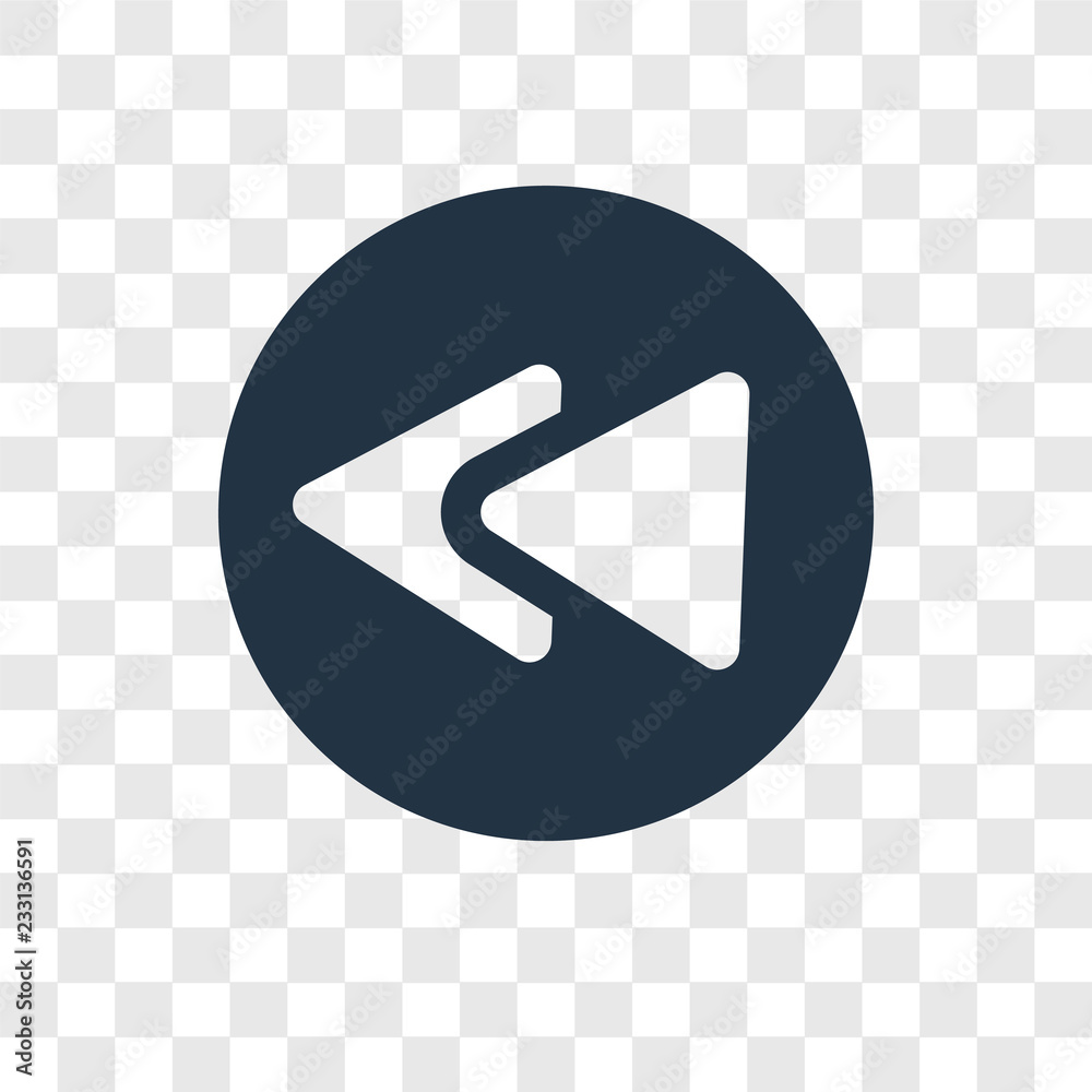 Rewind vector icon isolated on transparent background, Rewind ...