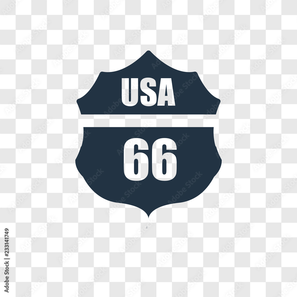 Route 66 vector icon isolated on transparent background, Route 66 ...
