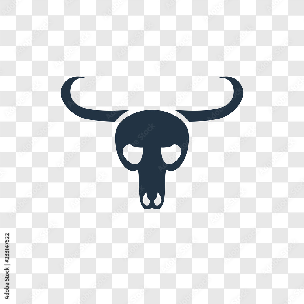 Bull skull vector icon isolated on transparent background, Bull skull ...
