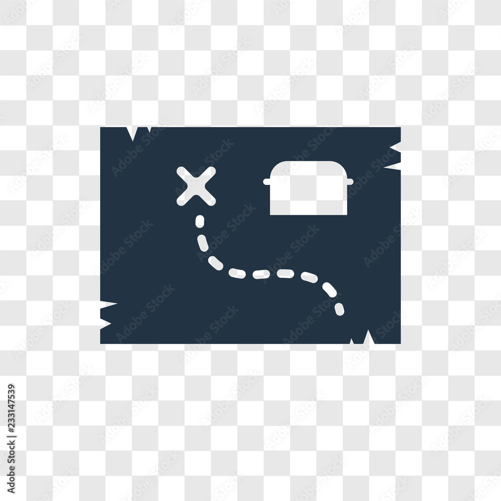 Treasure map vector icon isolated on transparent background, Treasure ...