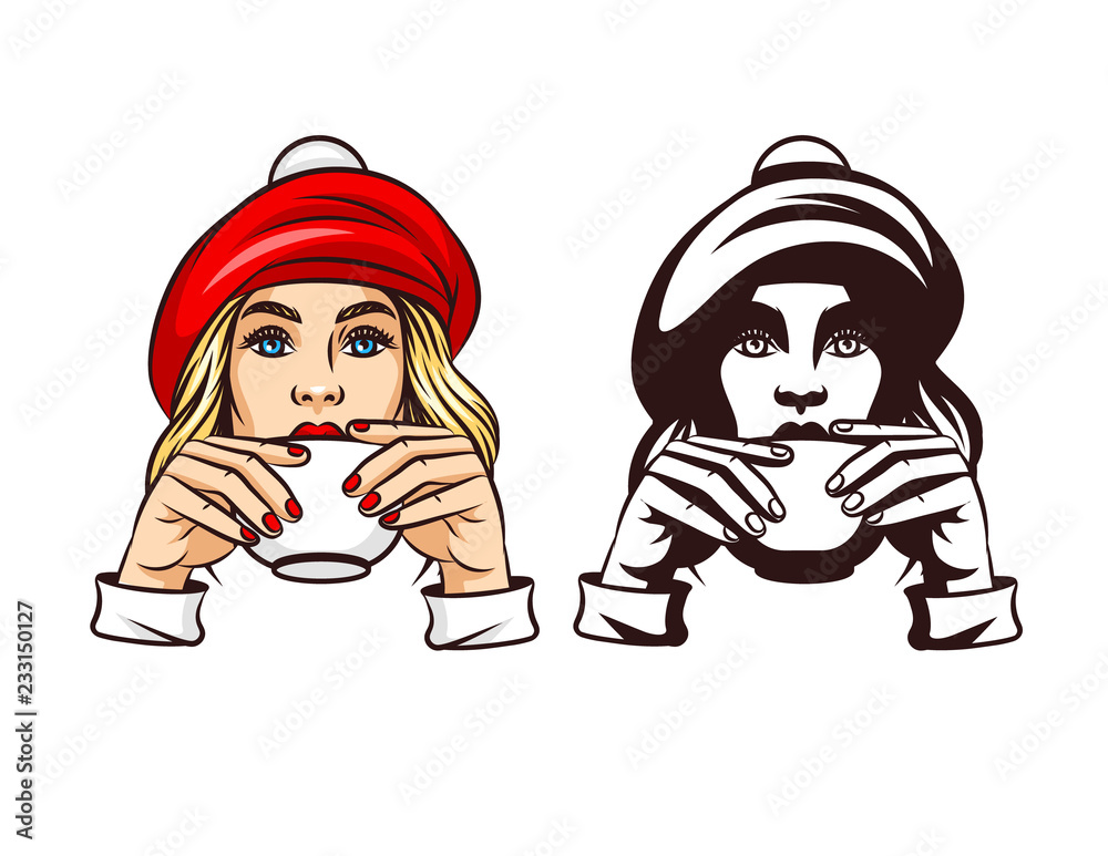 Vector set of logos for coffee houses. Black White and color logo for a ...