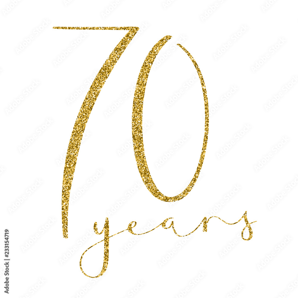 70 YEARS gold glitter brush calligraphy icon Stock Vector | Adobe Stock