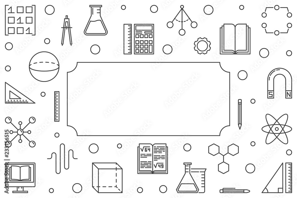STEM education simple horizontal frame - vector science, technology ...