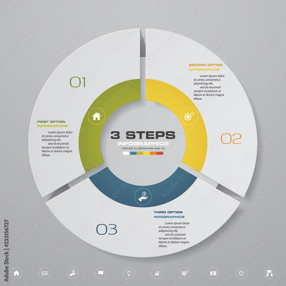 3 steps cycle chart infographics elements. EPS 10. Stock Vector | Adobe ...