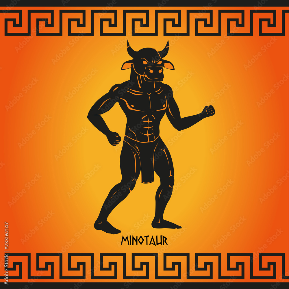 Minotaur. Mythological creature. Myths of ancient Greece Stock Vector ...