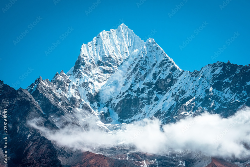 Mountain peak Everest. Everest highest mountain in the world. National ...
