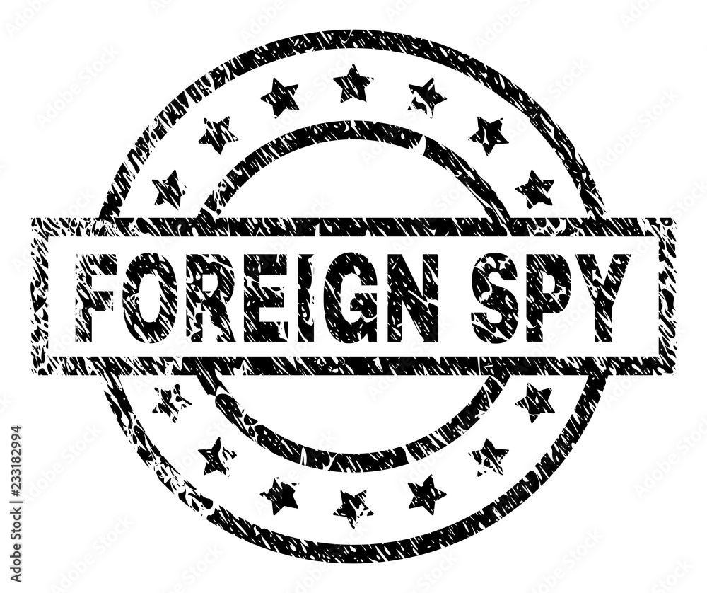 FOREIGN SPY stamp seal watermark with distress style. Designed with ...