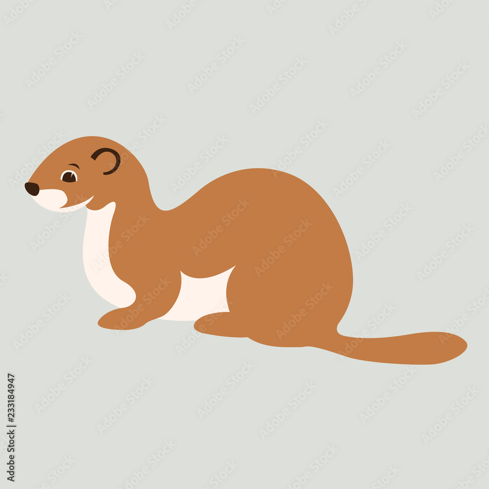 cartoon weasel vector illustration flat style profile Stock Vector ...