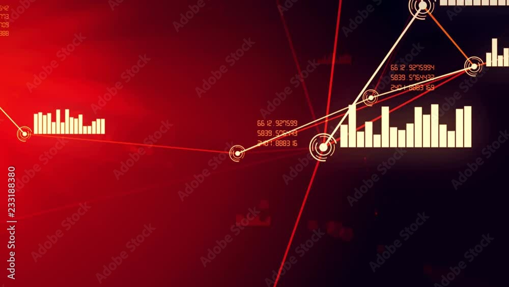 Futuristic abstract red network and data connection 3D animation ...