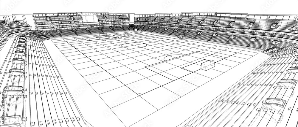 Sketch of Football stadium Stock Vector | Adobe Stock