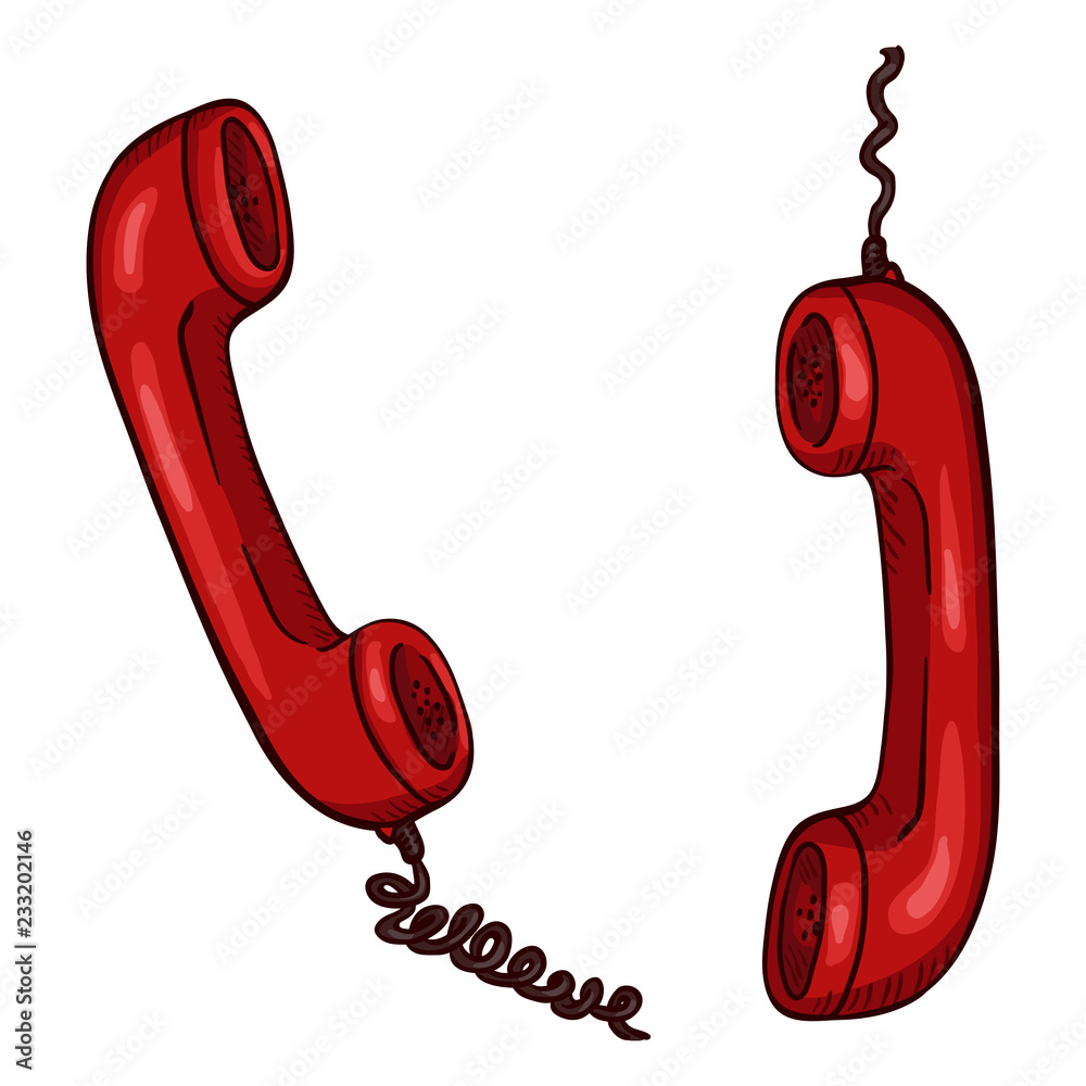 Vector Cartoon Illustration - Two Red Telephone Handsets Stock Vector ...