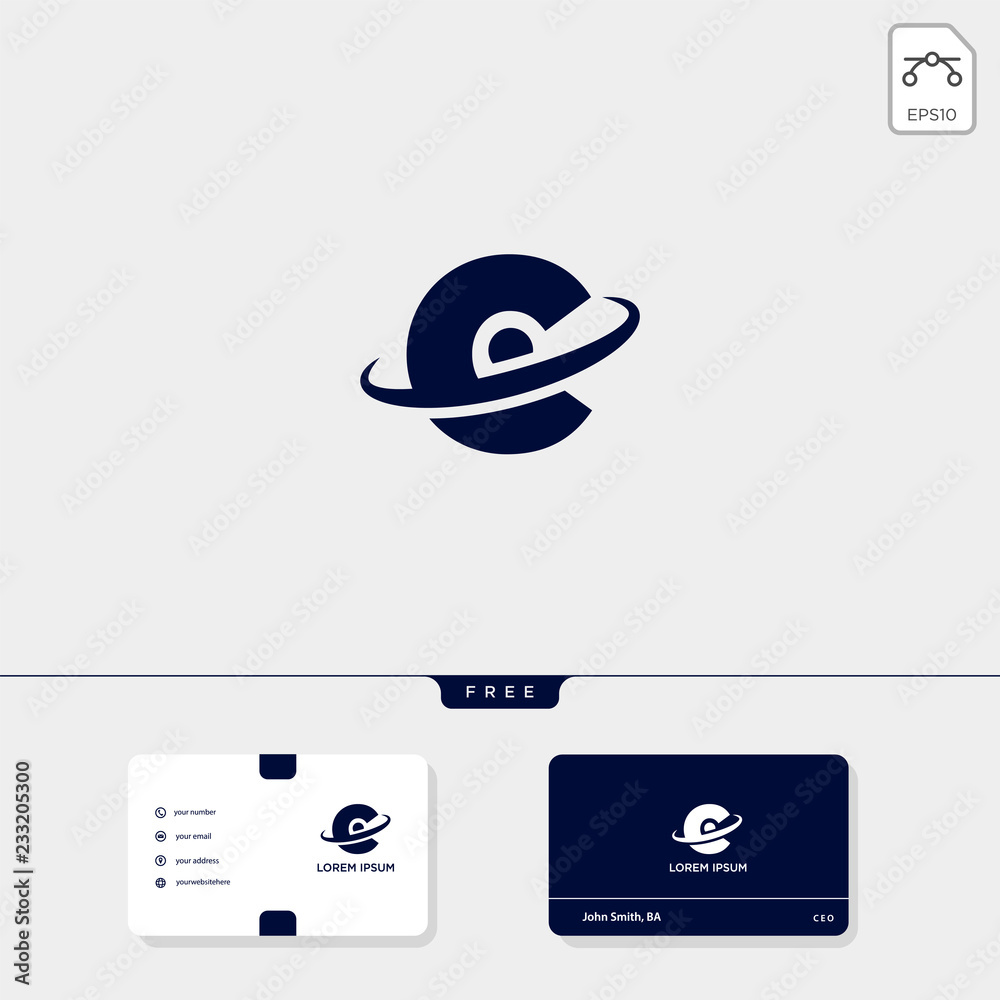 Initial C, CC outline creative logo template and business card design ...