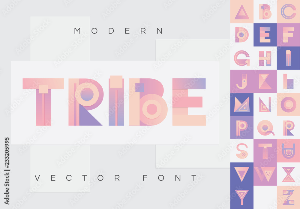Colorful native styled vector font in material design style with modern ...
