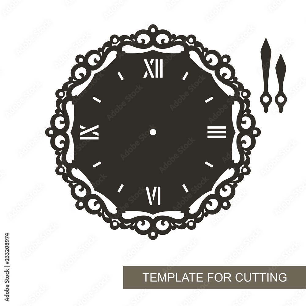 Openwork dial with arrows on white background. Template for laser ...