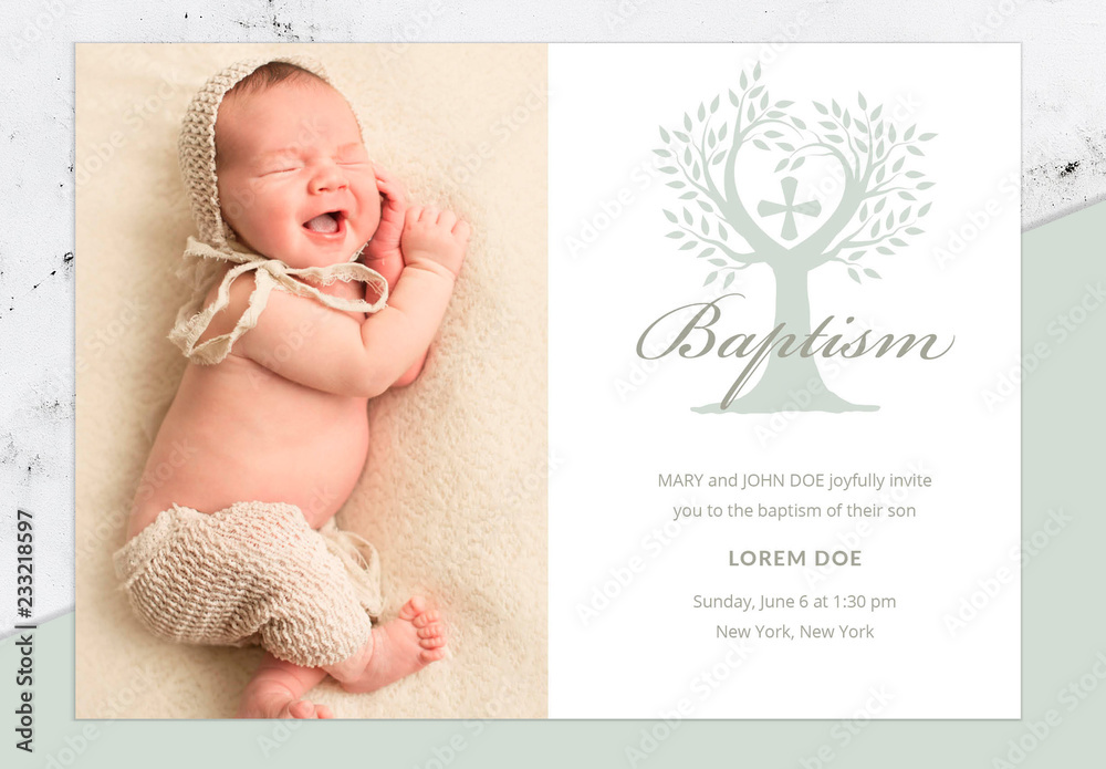 Baptism Invitation Layout Stock Template | Adobe Stock