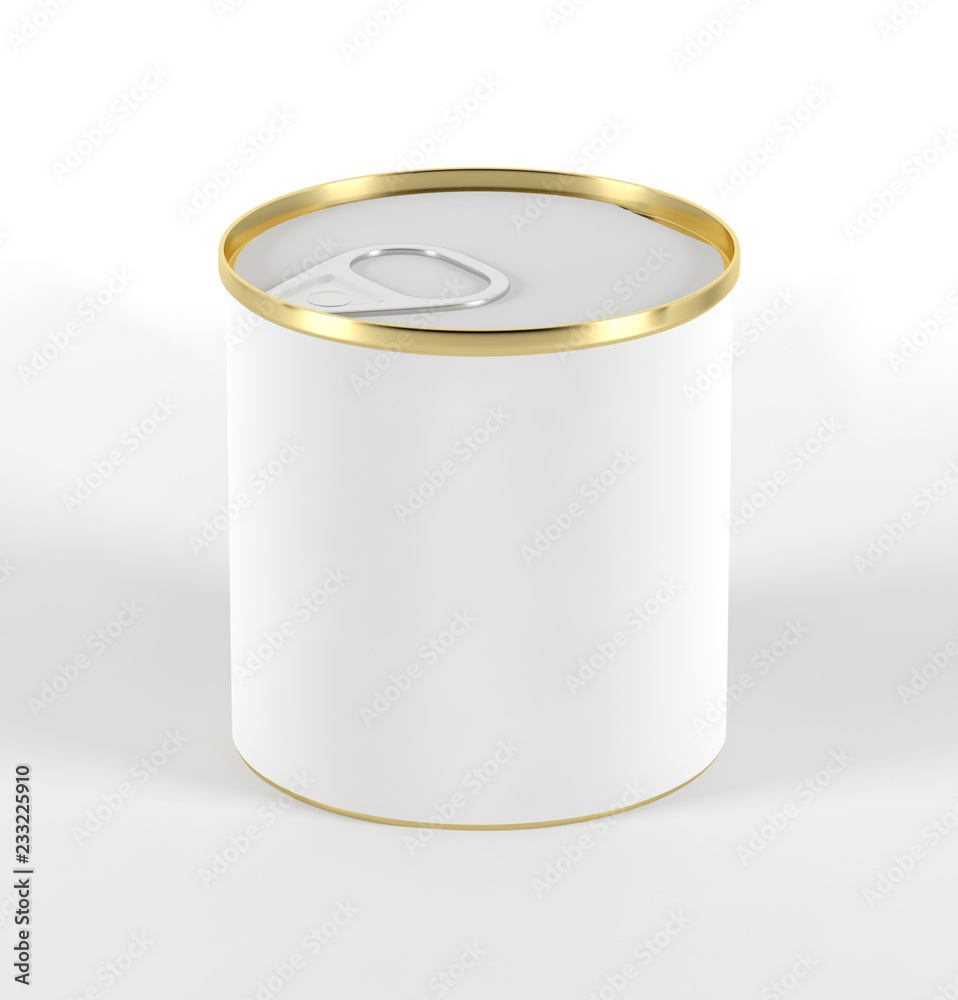 Blank tall white can 3D-model with curved label and top inset for your ...