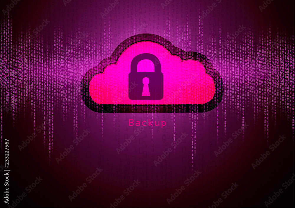 Pink Binary Code Word Backup Cloud Computing Padlock Matrix Code Background Stock Illustration
