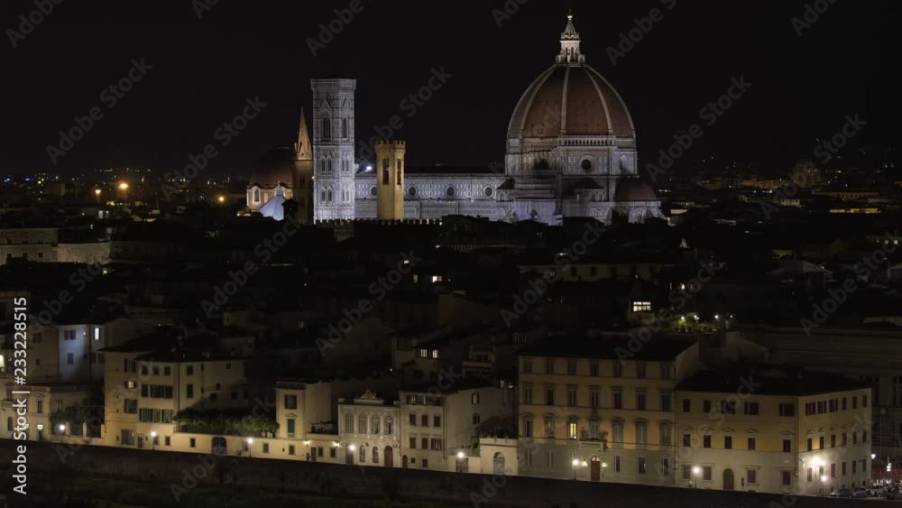 Florence Italy. Night view of the Florence Cathedral, Duomo di Firenze ...
