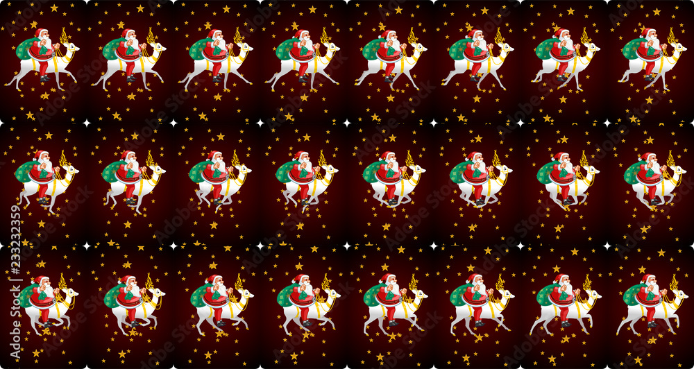 Santa Claus on deer run cycleanimation sprite sheet, Can be used for ...