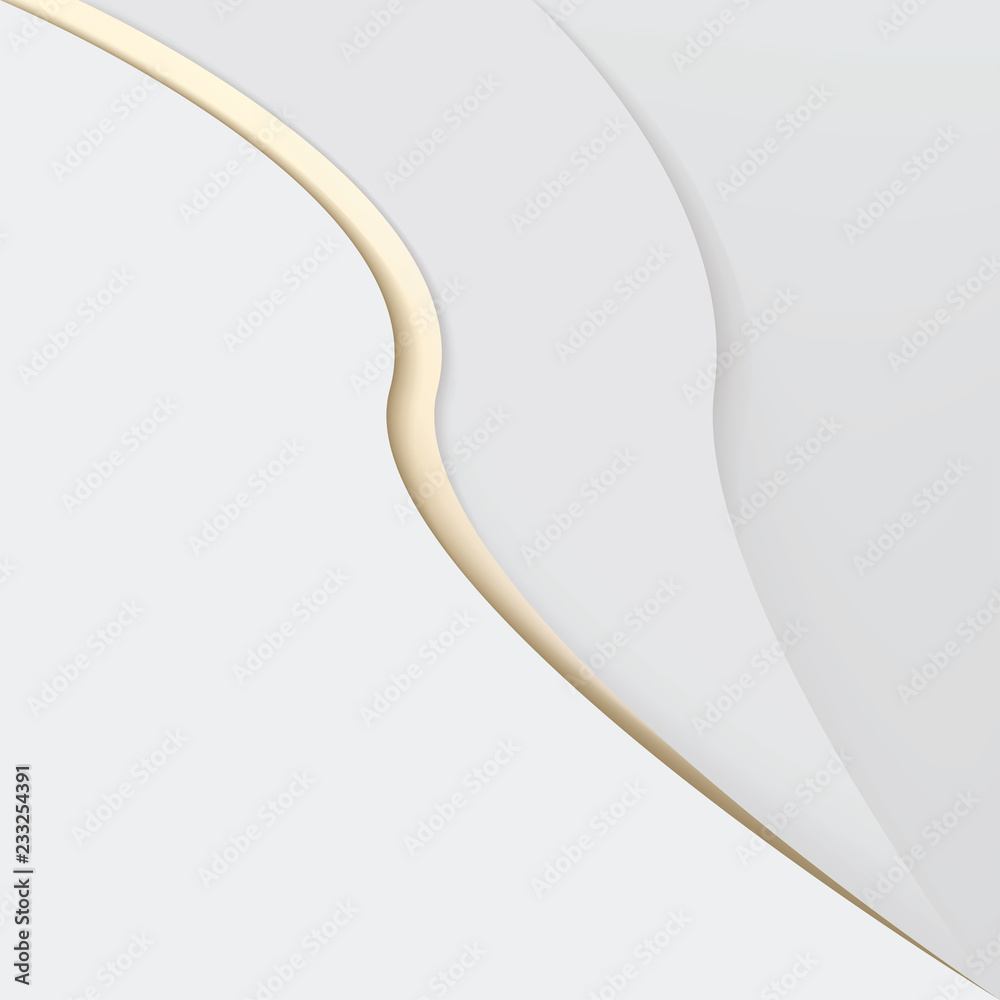 Minimal elegant white paper texture with golden wavy stroke Stock ...