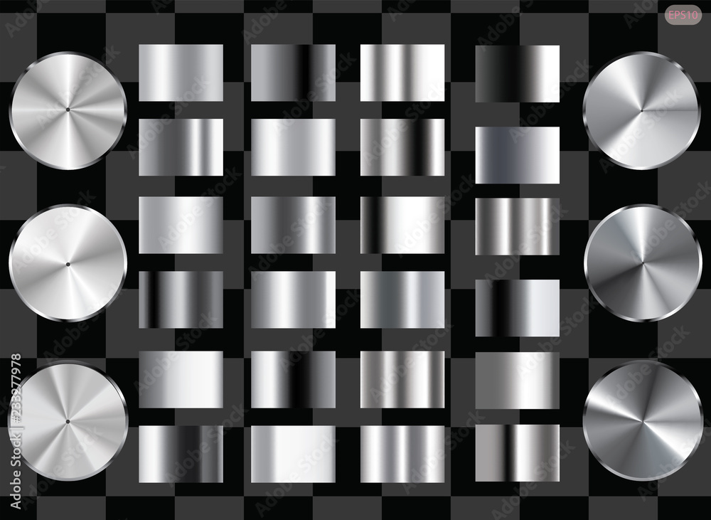 Set of Silver foil texture background. Realistic silver, gradient mesh ...