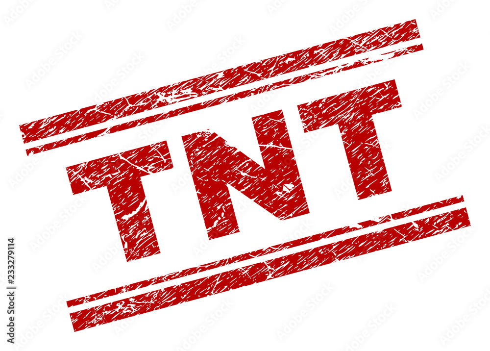 TNT seal print with grunge texture. Red vector rubber print of TNT text ...
