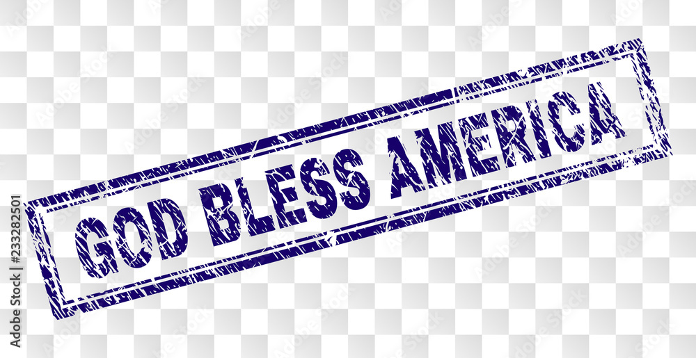 GOD BLESS AMERICA stamp seal print with grainy style and double framed ...