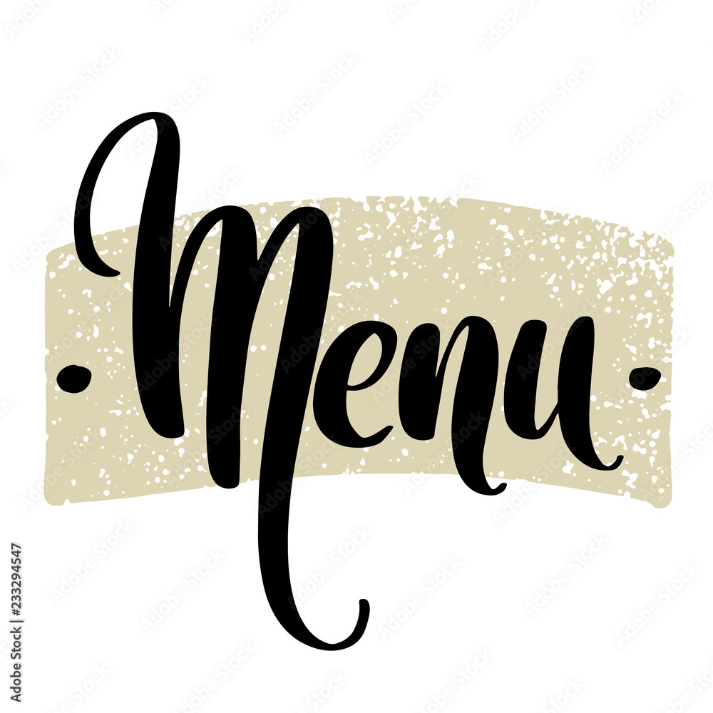 Hand drawn lettering design Menu . Vector illustration. Menu word by ...