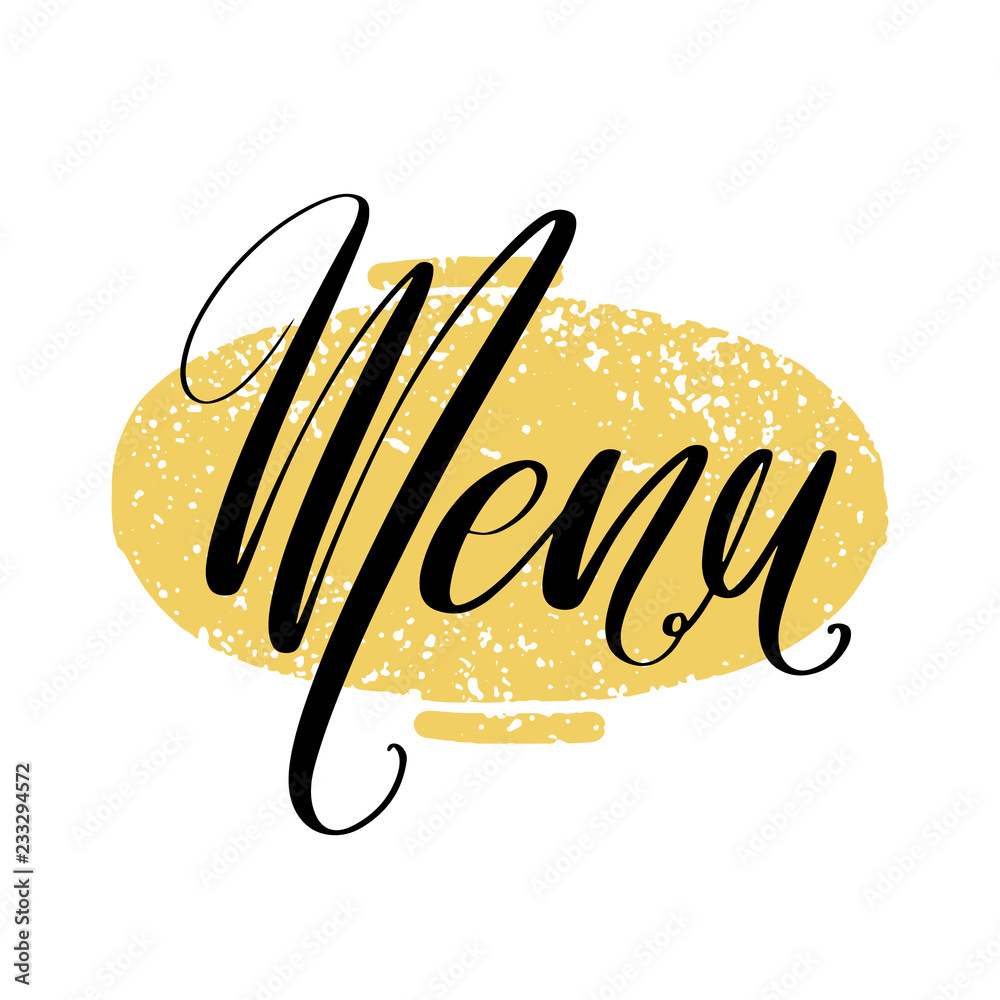 Hand drawn lettering design Menu . Vector illustration. Menu word by ...