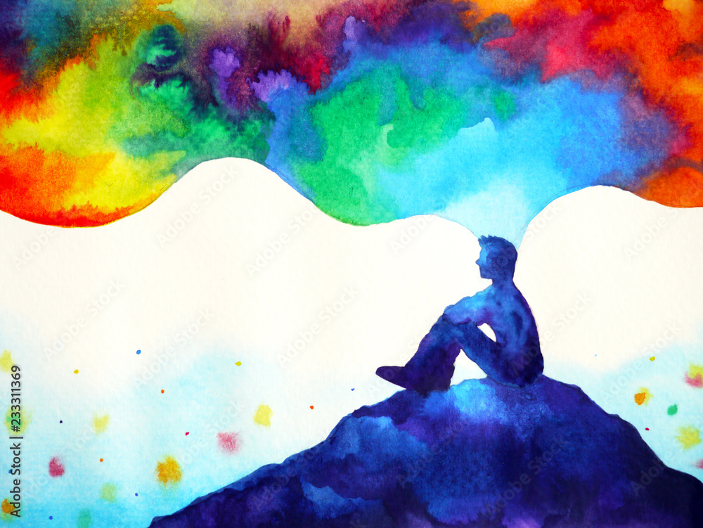 human and spirit powerful energy connect to the universe power abstract ...