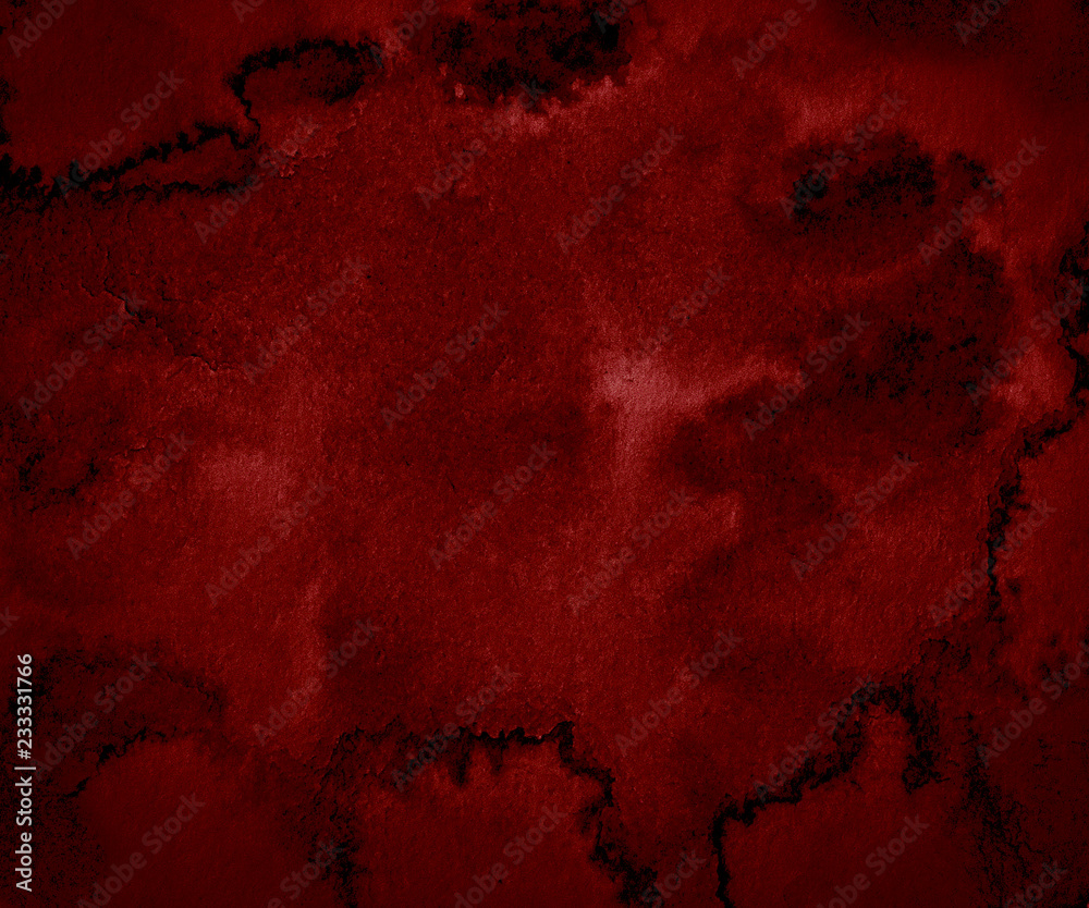 Dark red watercolor abstract background, stain, splash of paint, stain ...