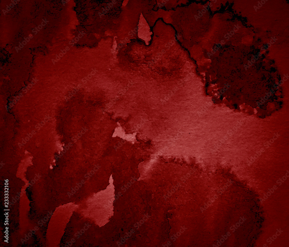Dark red watercolor abstract background, stain, splash of paint, stain ...