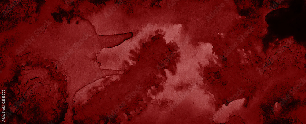 Dark red watercolor abstract background, stain, splash of paint, stain ...