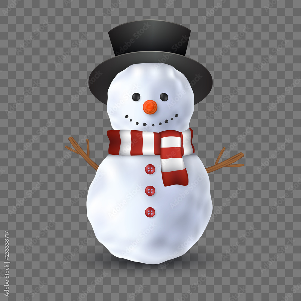 3d snowman on transparent background, vector illustration. Stock Vector ...