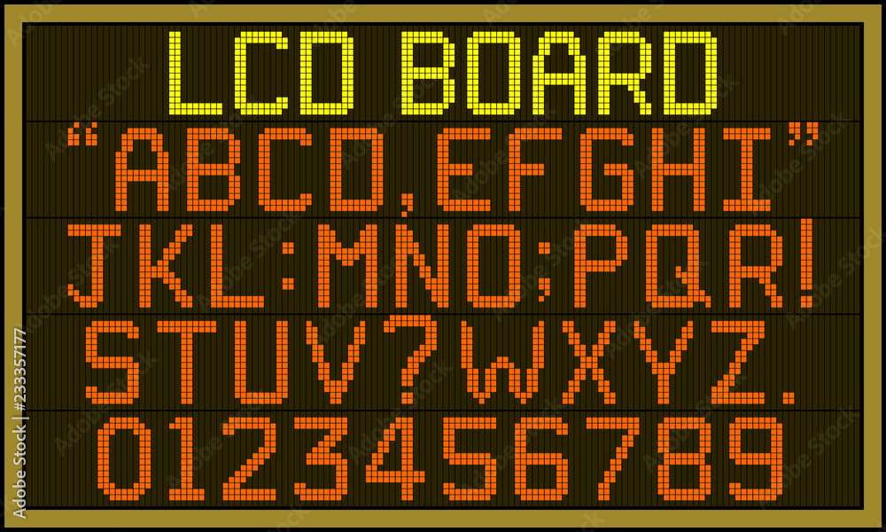 LCD board font - Retro LCD panel board with upper case alphabets ...