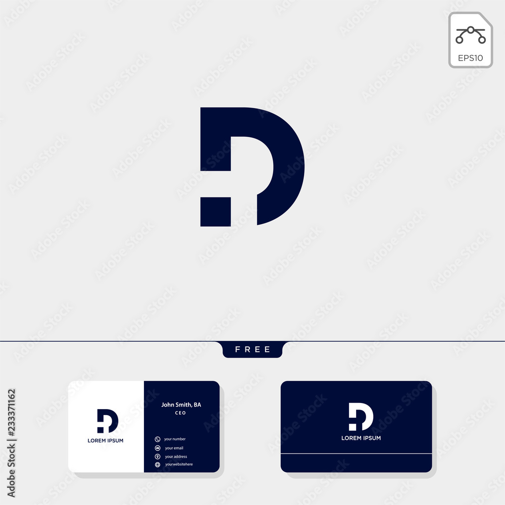initial D logo template for technology, business corporate vector illustration, business card ...
