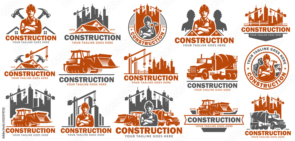 Construction logo template set, logo pack, logo bundles, vector pack of ...