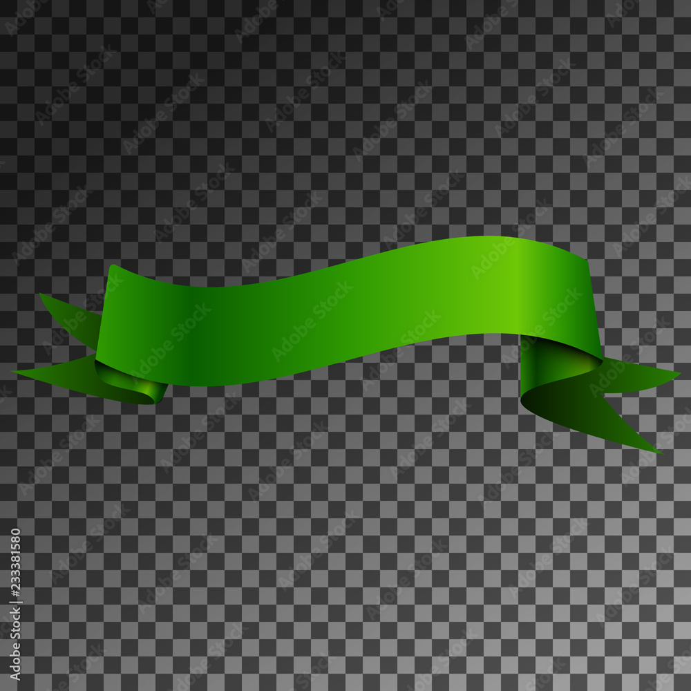 7468544 Realistic Shiny Green Ribbon banner isolated on transparent ...