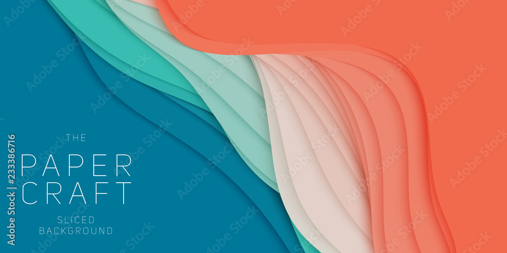 Vector 3D abstract background with paper cut shape. Colorful carving ...