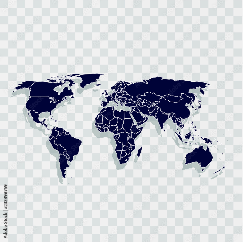 World map on a transparent background, vector Stock Vector | Adobe Stock
