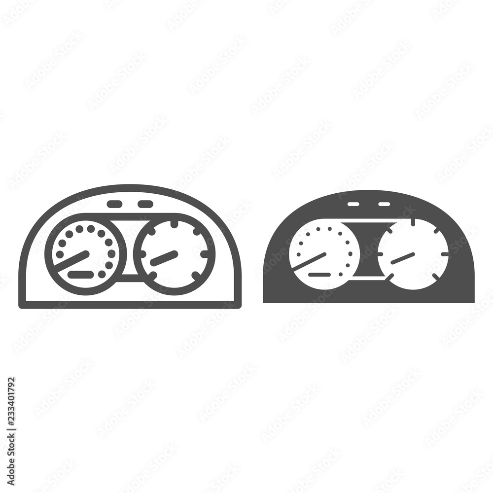 Speedometr line and glyph icon. Car dashboard vector illustration ...