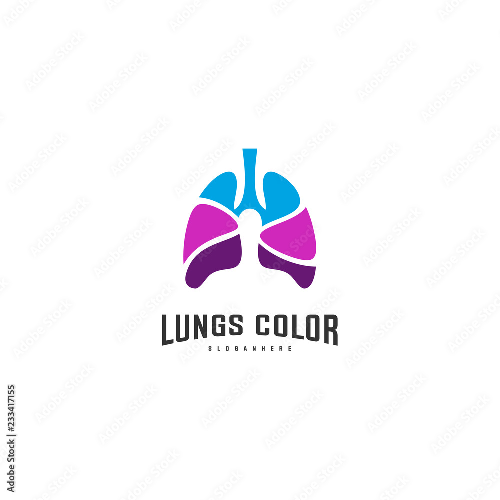 Lungs with Colorful logo vector, Health lungs logo designs template ...